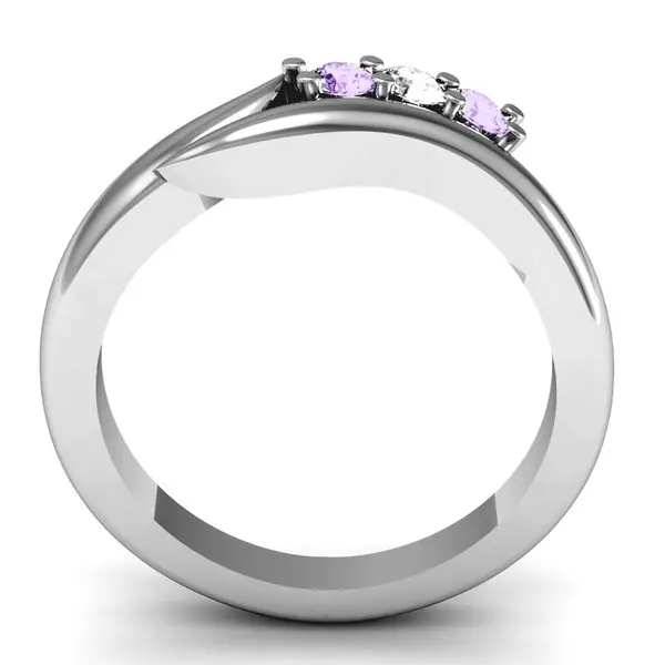 Jewlr Three Stone Single Bypass Ring