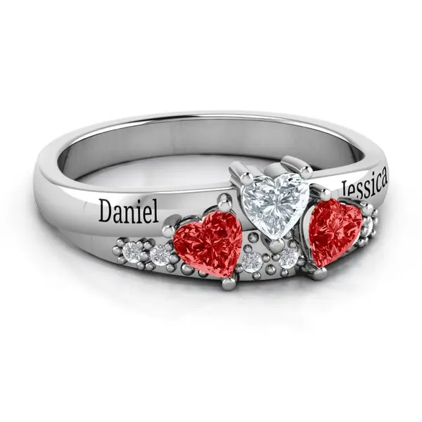 Jewlr Tripartite Heart Gemstone Ring With Accents