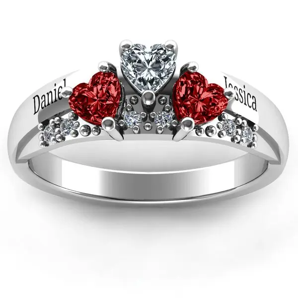 Jewlr Tripartite Heart Gemstone Ring With Accents