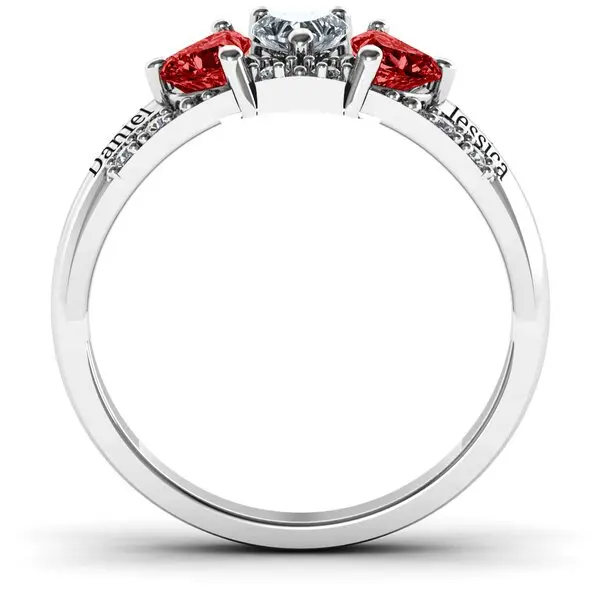 Jewlr Tripartite Heart Gemstone Ring With Accents