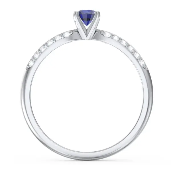 Jewlr 1/4 Ct. Round Gemstone Engaget Ring With Double Row Accents