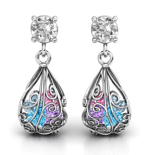 Jewlr Elegant Drop Caged Earrings