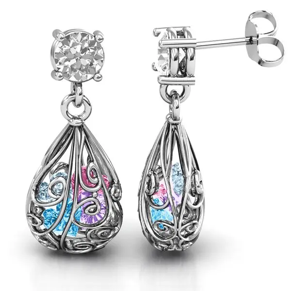 Jewlr Elegant Drop Caged Earrings