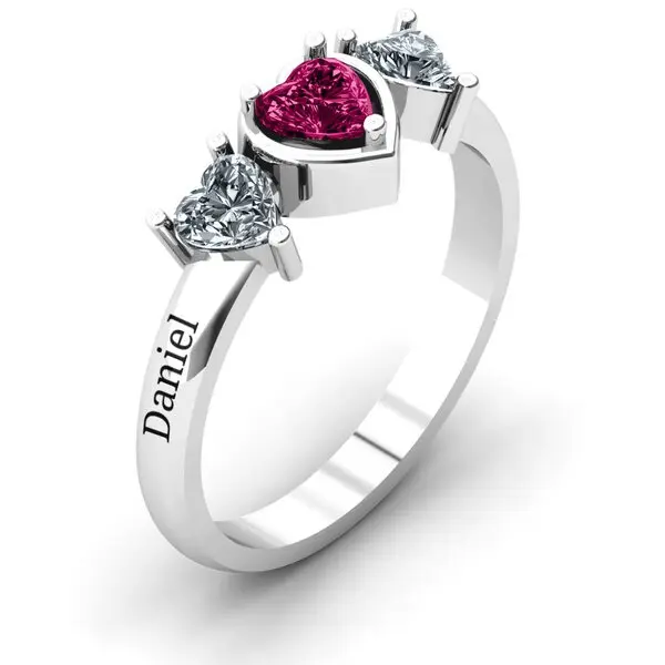 Jewlr Heart Stone With Twin Heart Accents Ring