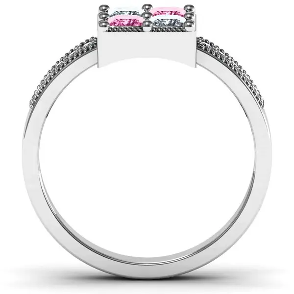 Jewlr Vintage Princess Cut Ring With Shoulder Accents