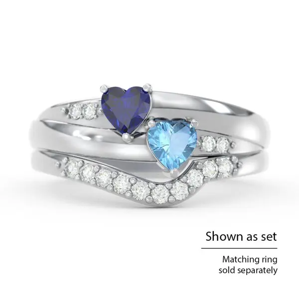 Jewlr Double Heart Gemstone Ring With Accents