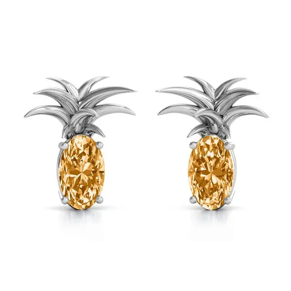 Jewlr Oval Stone Pineapple Earrings