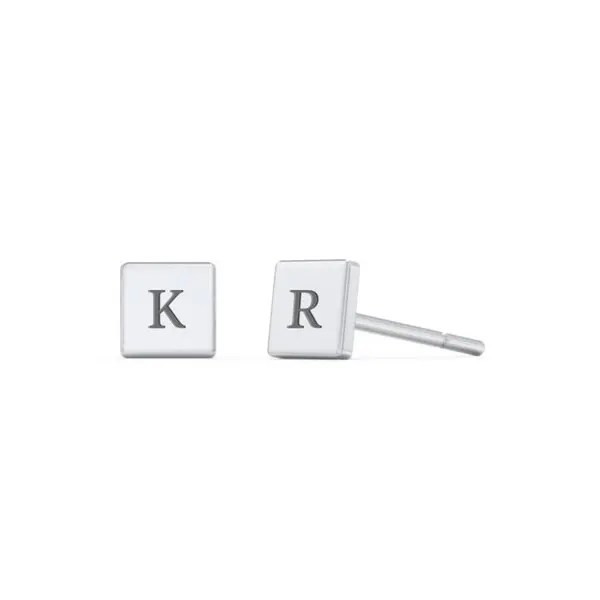 Jewlr Engravable Square Disc Studs Earrings