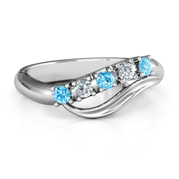 Jewlr Five Stone Wave Ring