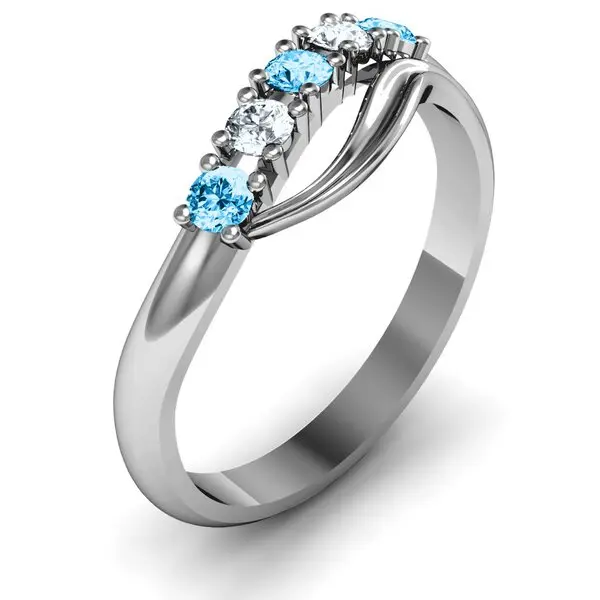 Jewlr Five Stone Wave Ring