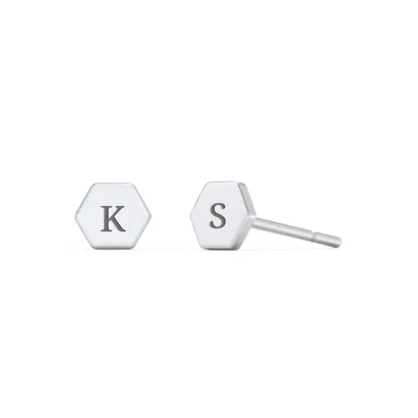 Jewlr Engravable Hexagon Shape Stud Earrings