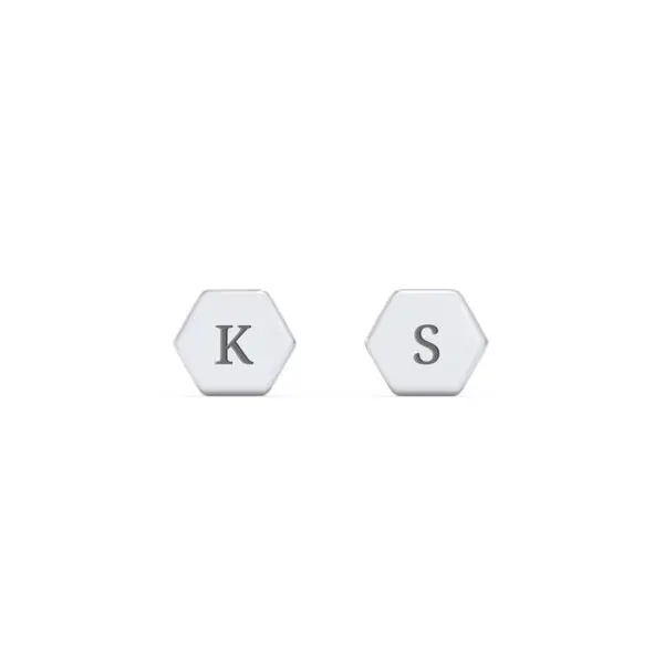 Jewlr Engravable Hexagon Shape Stud Earrings