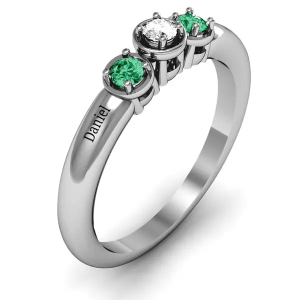 Jewlr Triple Round Stone Ring