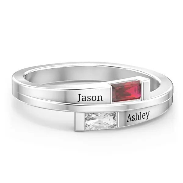 Jewlr Double Baguette Bypass Ring