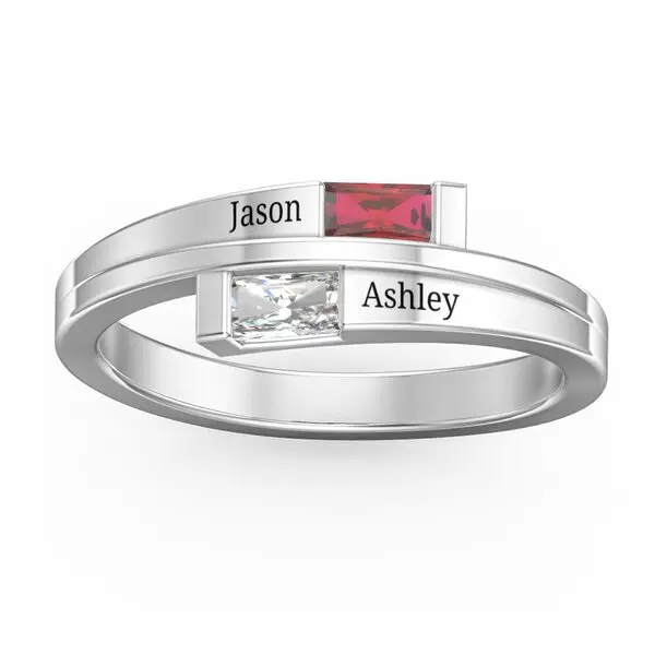 Jewlr Double Baguette Bypass Ring