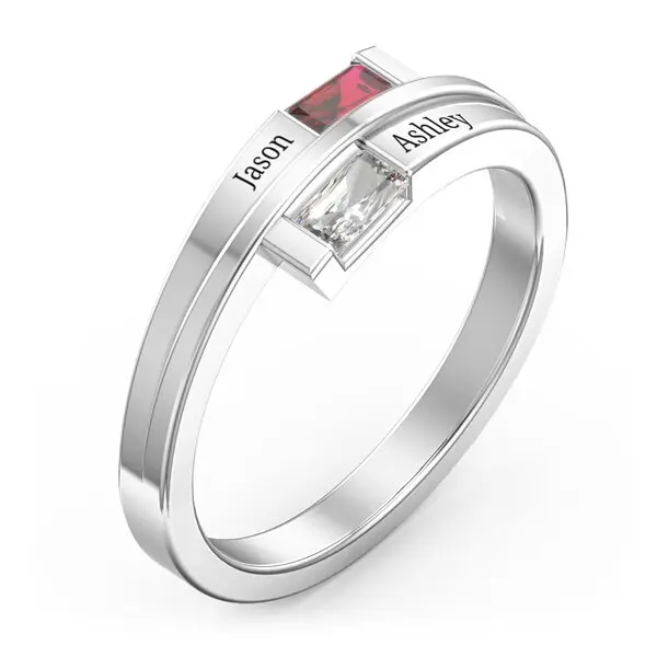 Jewlr Double Baguette Bypass Ring