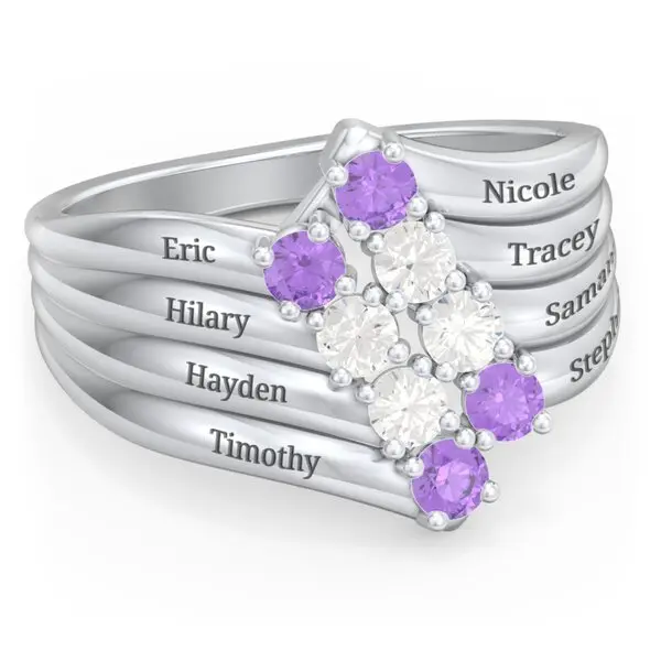 Jewlr 8 Stone Wave Ring
