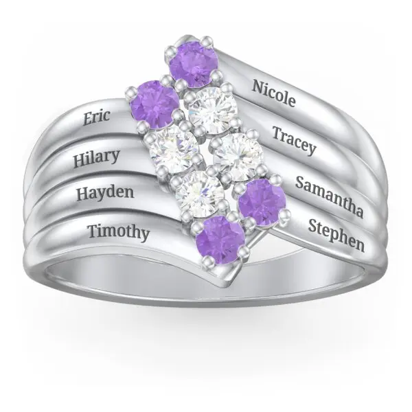 Jewlr 8 Stone Wave Ring