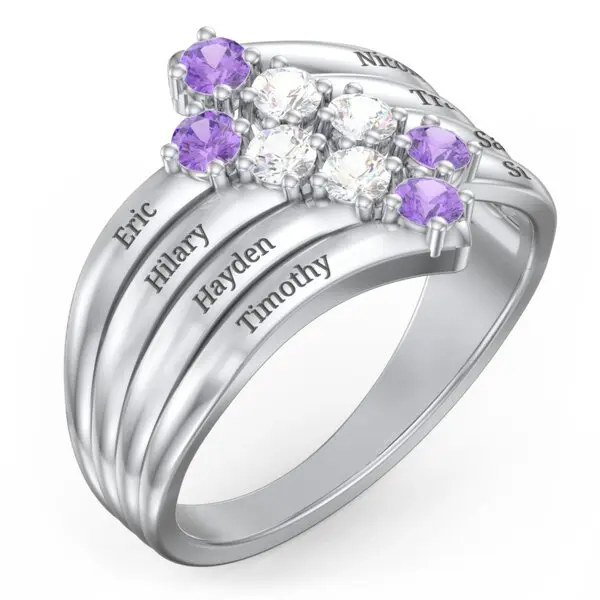 Jewlr 8 Stone Wave Ring
