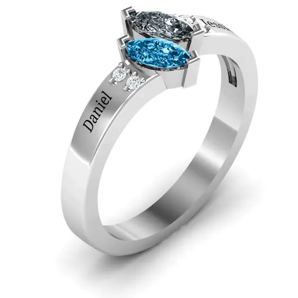 Jewlr Twin Marquises And Accent Ring