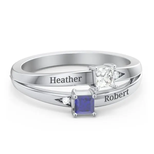 Jewlr Two Stone Split Band Ring With Accents