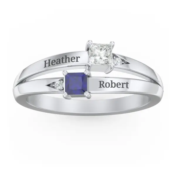 Jewlr Two Stone Split Band Ring With Accents