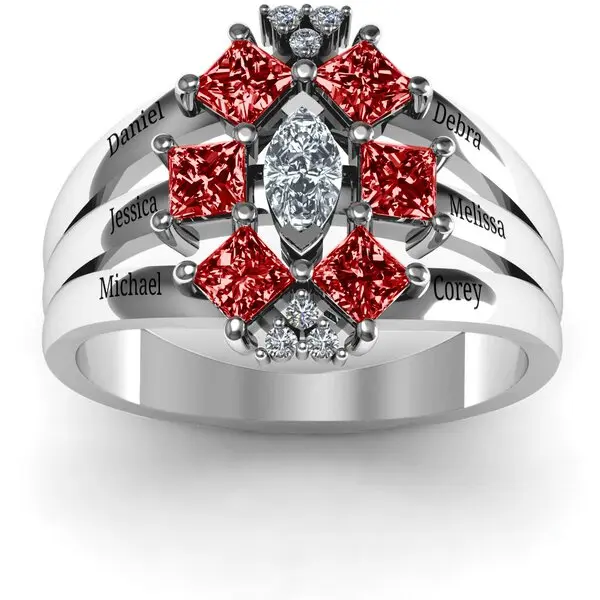 Jewlr Arachna Center Marquise And Princess Ring With Accents