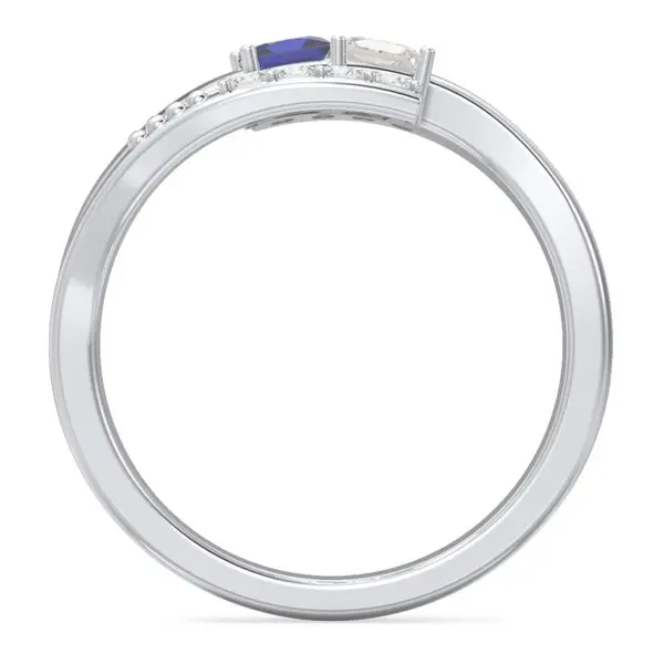 Jewlr Engravable Bypass Ring With Princess Cut Gemstones And Accents