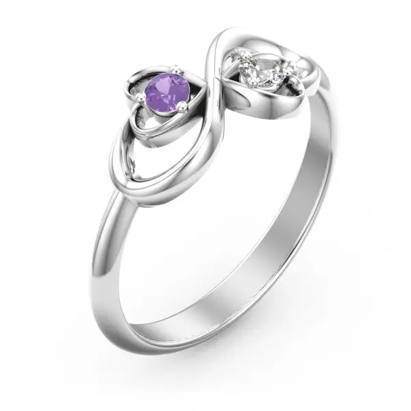 Jewlr Pair Of Hearts Infinity Ring With Gemstones