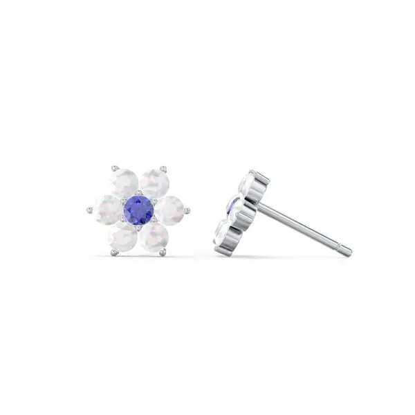 Jewlr Flower Stud Earrings With Gemstones