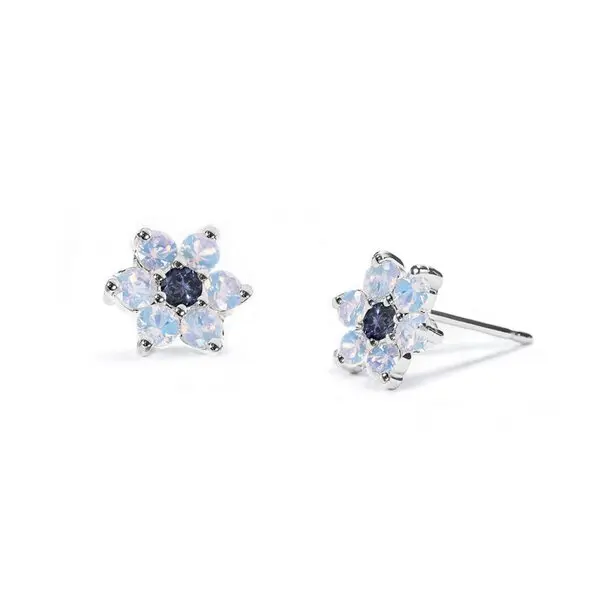 Jewlr Flower Stud Earrings With Gemstones