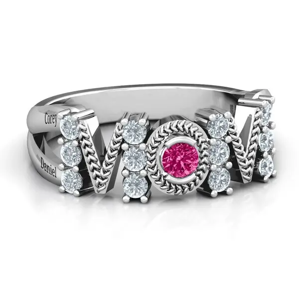 Jewlr Split Shank Stone Filled Mom Mothers Ring