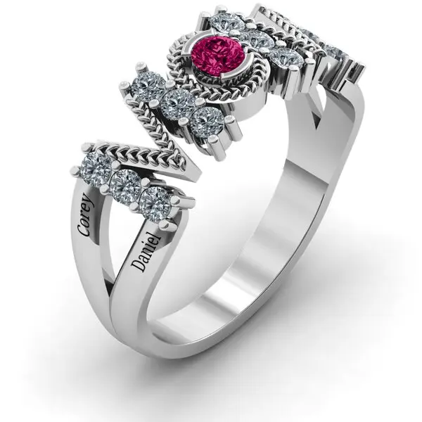 Jewlr Split Shank Stone Filled Mom Mothers Ring