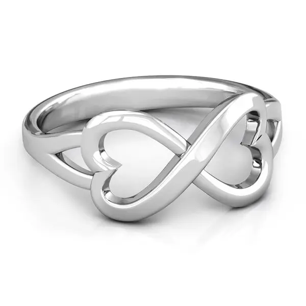 Jewlr Simple Double Heart Infinity Ring