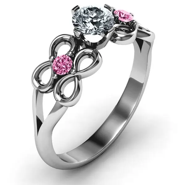Jewlr Quad Infinity Ring With Center Stone And Dual Accent Ring