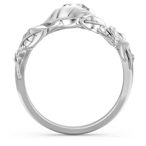 Jewlr Solitaire Leaf Ring With Accent Stones
