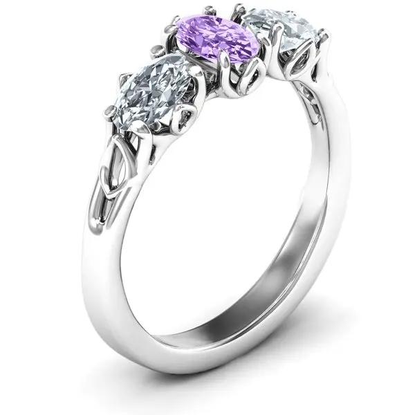Jewlr Triple Oval Stone Engaget Ring