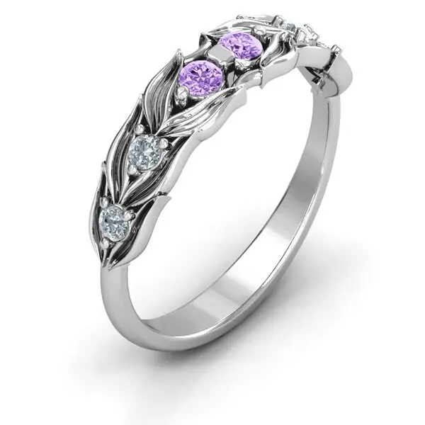 Jewlr Leaves Of Love 6 Stone Ring