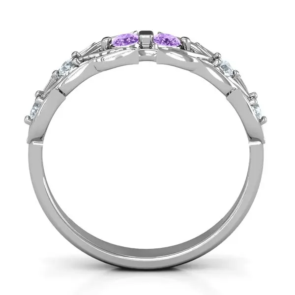 Jewlr Leaves Of Love 6 Stone Ring