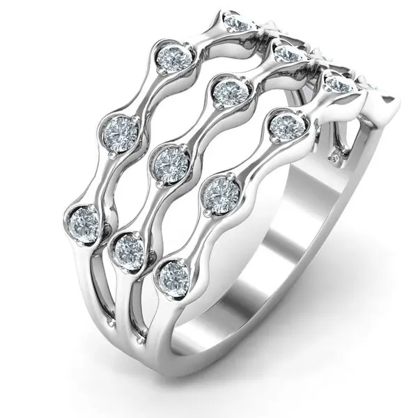 Jewlr 15 Stone Family Wave Ring