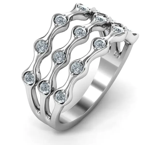 Jewlr Alternating Stone Fashion Wave Ring