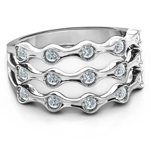 Jewlr 3 Row Fashion Wave Ring