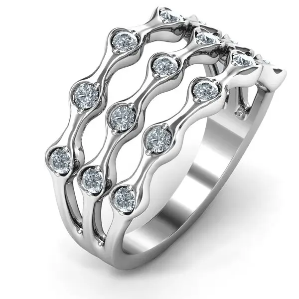 Jewlr 3 Row Fashion Wave Ring