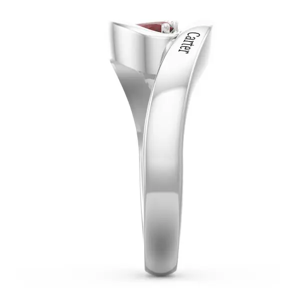 Jewlr Engravable Double Heart Gemstone Wave Ring