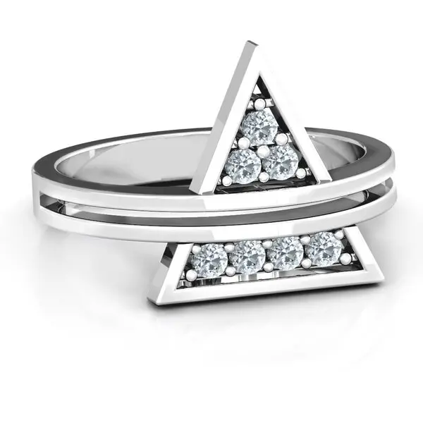 Jewlr Triangle Of Glam Geometric Ring - Sterling Silver