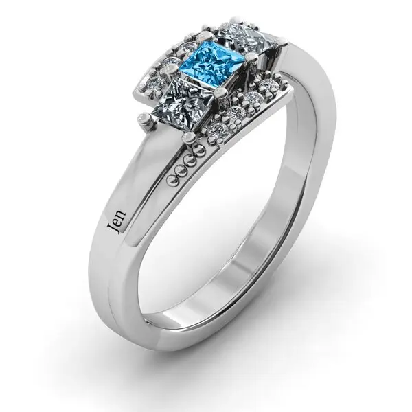 Jewlr Triple Princess Stone Ring With Accents