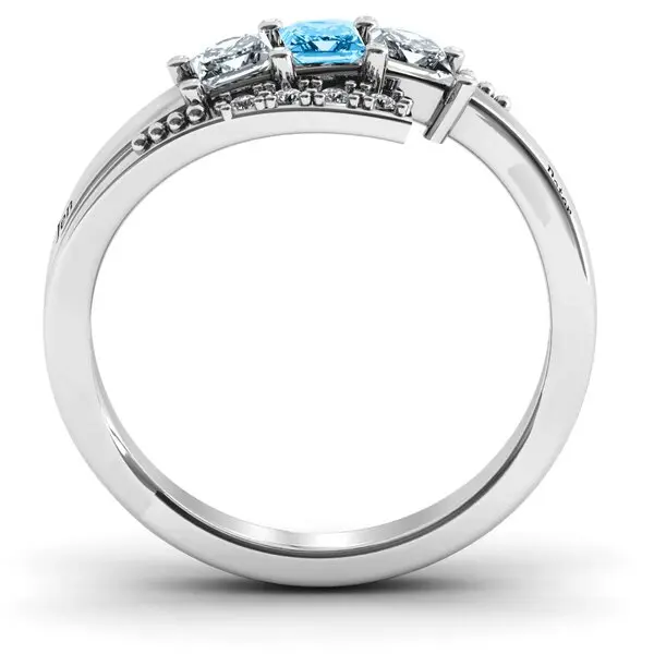 Jewlr Triple Princess Stone Ring With Accents