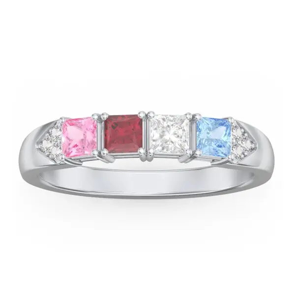 Jewlr Classic 2-7 Princess Cut Ring With Accents