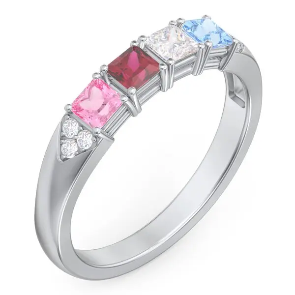 Jewlr Classic 2-7 Princess Cut Ring With Accents