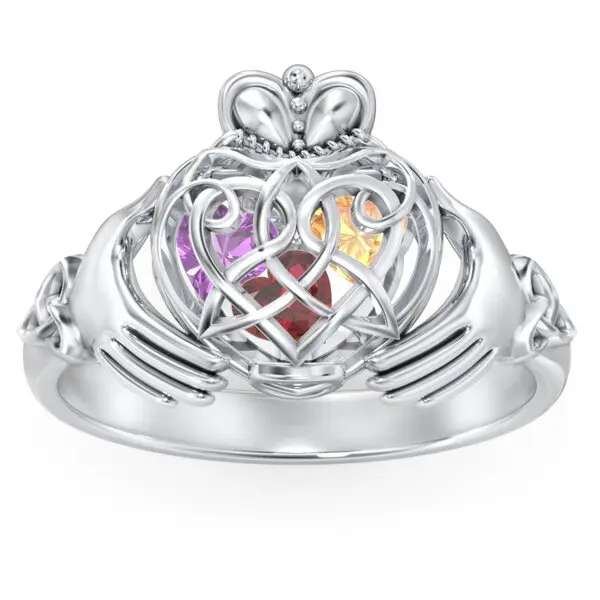 Jewlr Caged Hearts Celtic Claddagh Ring